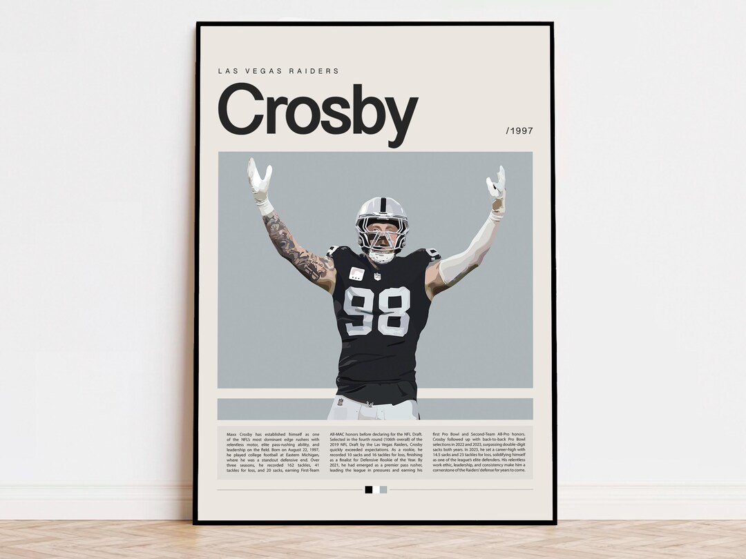 Maxx Crosby Poster, NFL Poster, Sports Poster, Modern Sports Art, NFL ...