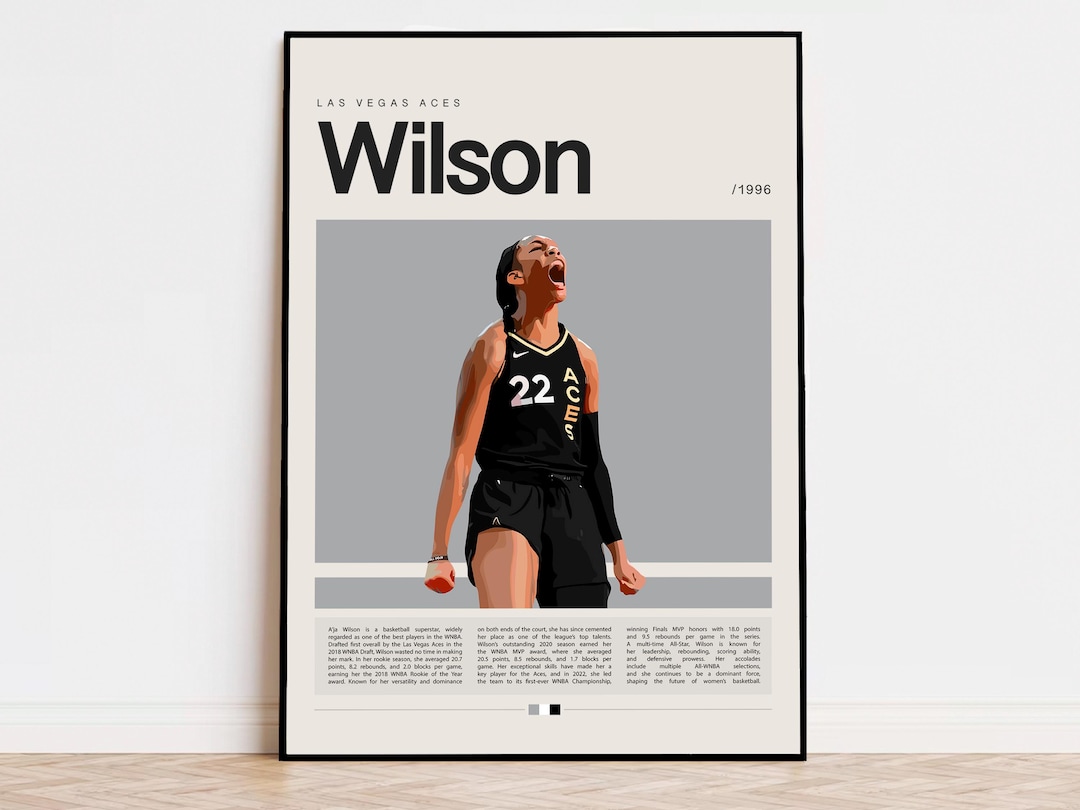 A'ja Wilson Poster, WNBA Poster, Sports Poster, Mid Century Modern, NBA ...