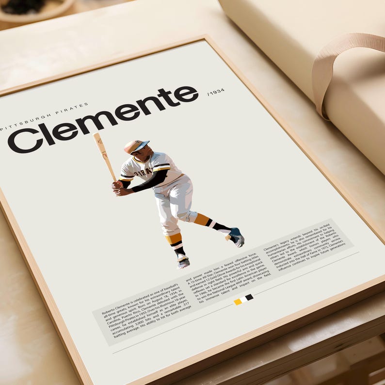 Roberto Clemente Poster, Baseball Poster, Pittsburgh Pirates, Sports ...