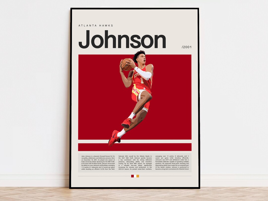Jalen Johnson Poster, Atlanta Hawks, NBA Poster, Sports Poster, Mid ...