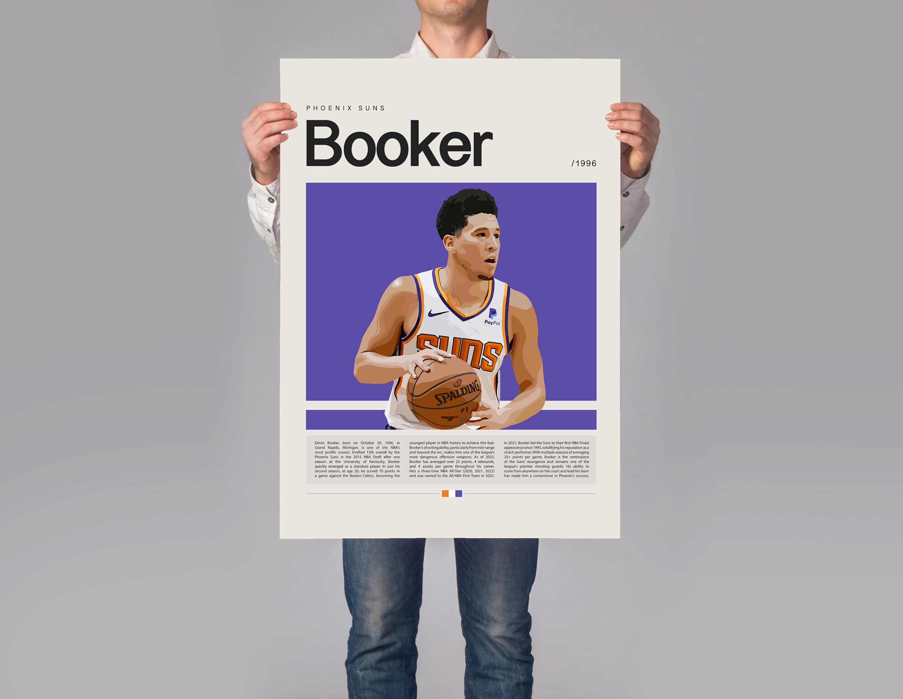Devin Booker Poster, NBA Poster, Sports Poster, Mid Century Modern, NBA ...