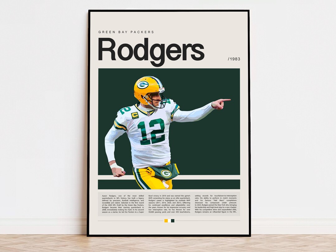 Aaron Rodgers Poster, NFL Poster, Sports Poster, Modern Sports Art, NFL ...