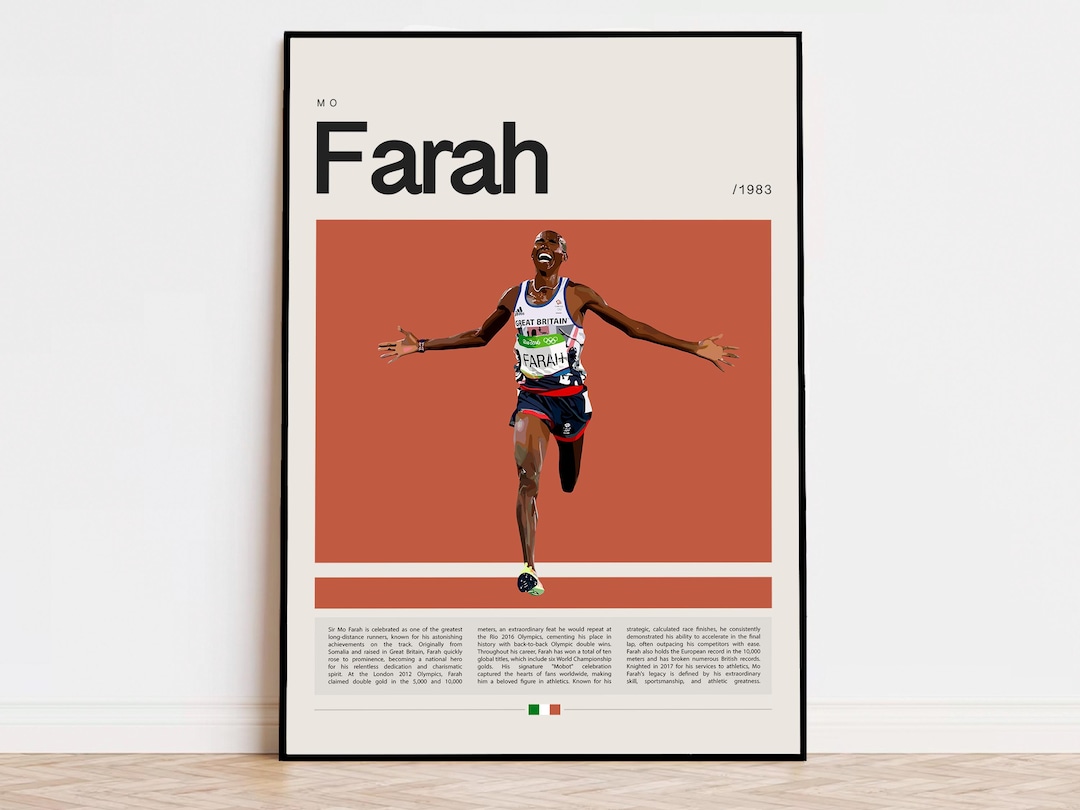 Mo Farah Poster, Running Poster, Sports Poster, Modern Sports Art ...