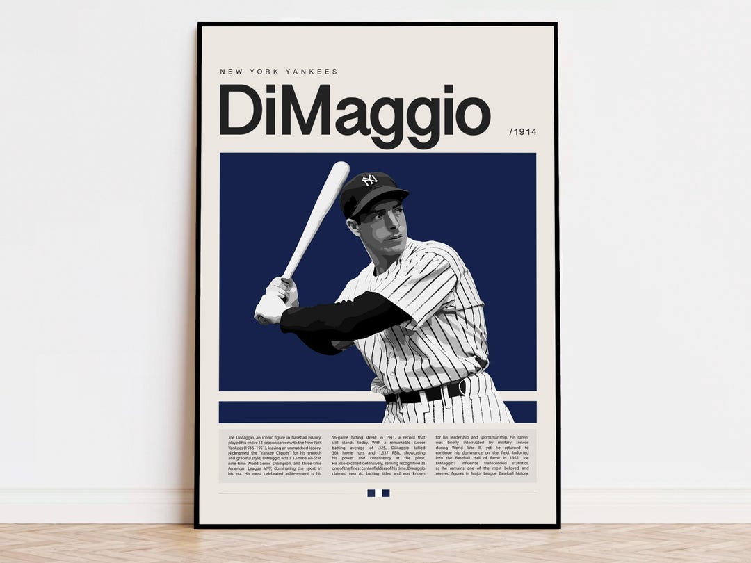 Joe Dimaggio Poster, Baseball Poster, New York Yankees, Sports Poster ...