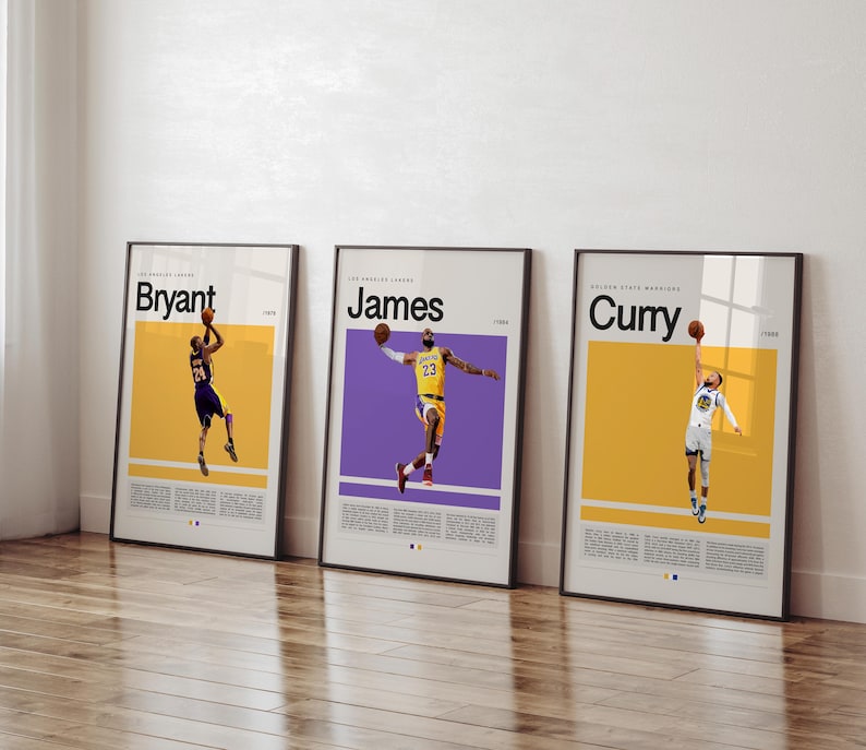 Lebron James Poster, NBA Poster, Sports Poster, Mid Century Modern, NBA ...