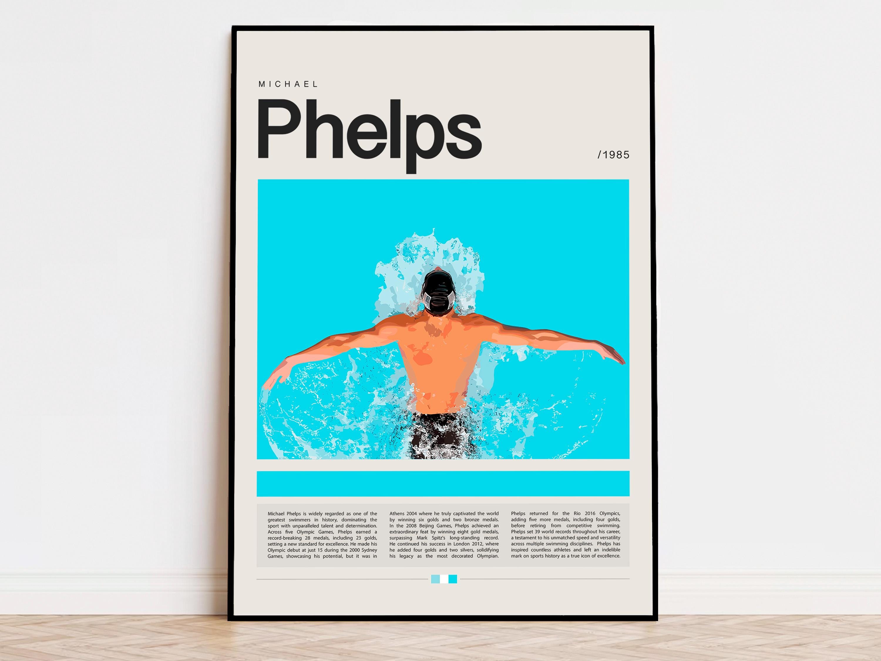 Michael Phelps Poster, Swimming Poster, Sports Poster, Modern Sports ...