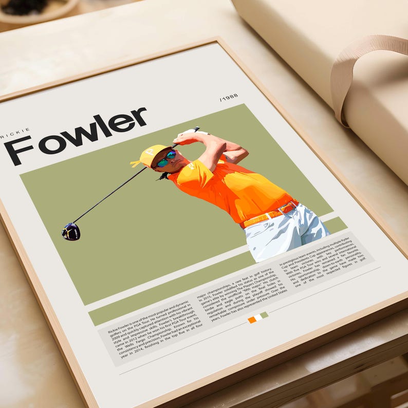 Rickie Fowler Poster, Golf Poster, Gift for Golfer, Sports Poster ...