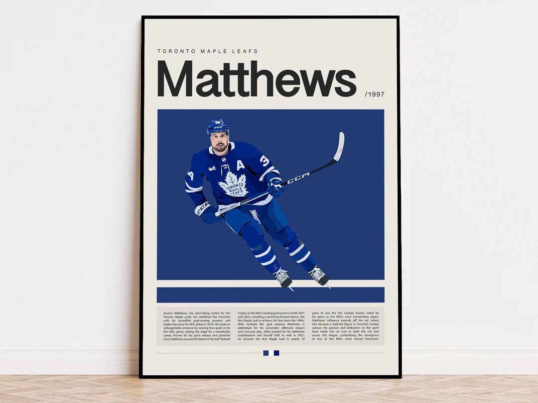 Auston Matthews Poster, NHL Poster, Sports Poster, Modern Sports Art ...
