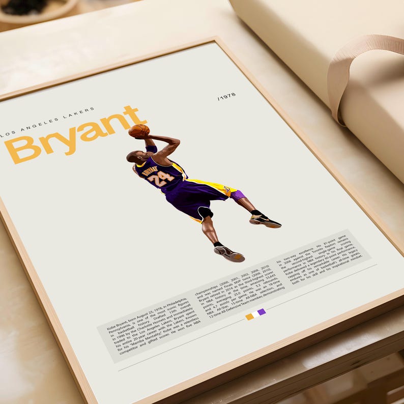 Kobe Bryant Poster, NBA Poster, Sports Poster, Mid Century Modern, NBA ...