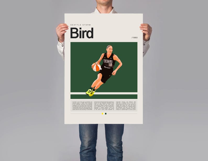 Sue Bird Poster, NBA Poster, Sports Poster, Mid Century Modern, NBA ...
