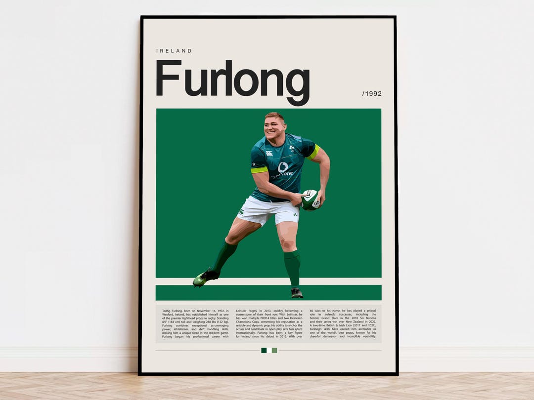 Tadhg Furlong Poster, Rugby Poster, Sports Poster, Modern Sports Art ...