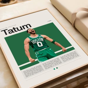 Jayson Tatum Poster, NBA Poster, Sports Poster, Mid Century Modern, NBA ...