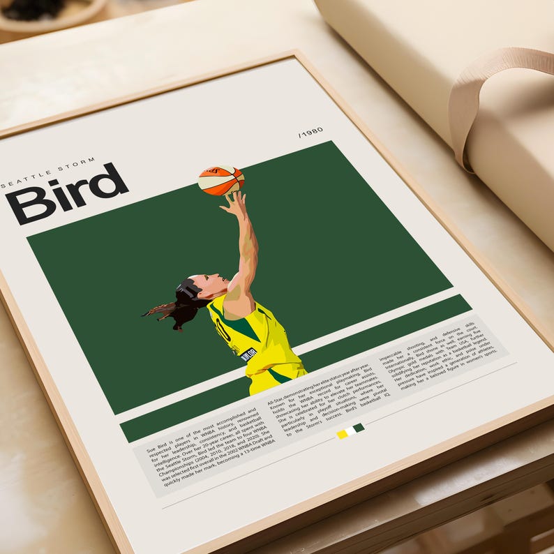 Sue Bird Poster, NBA Poster, Sports Poster, Mid Century Modern, NBA ...