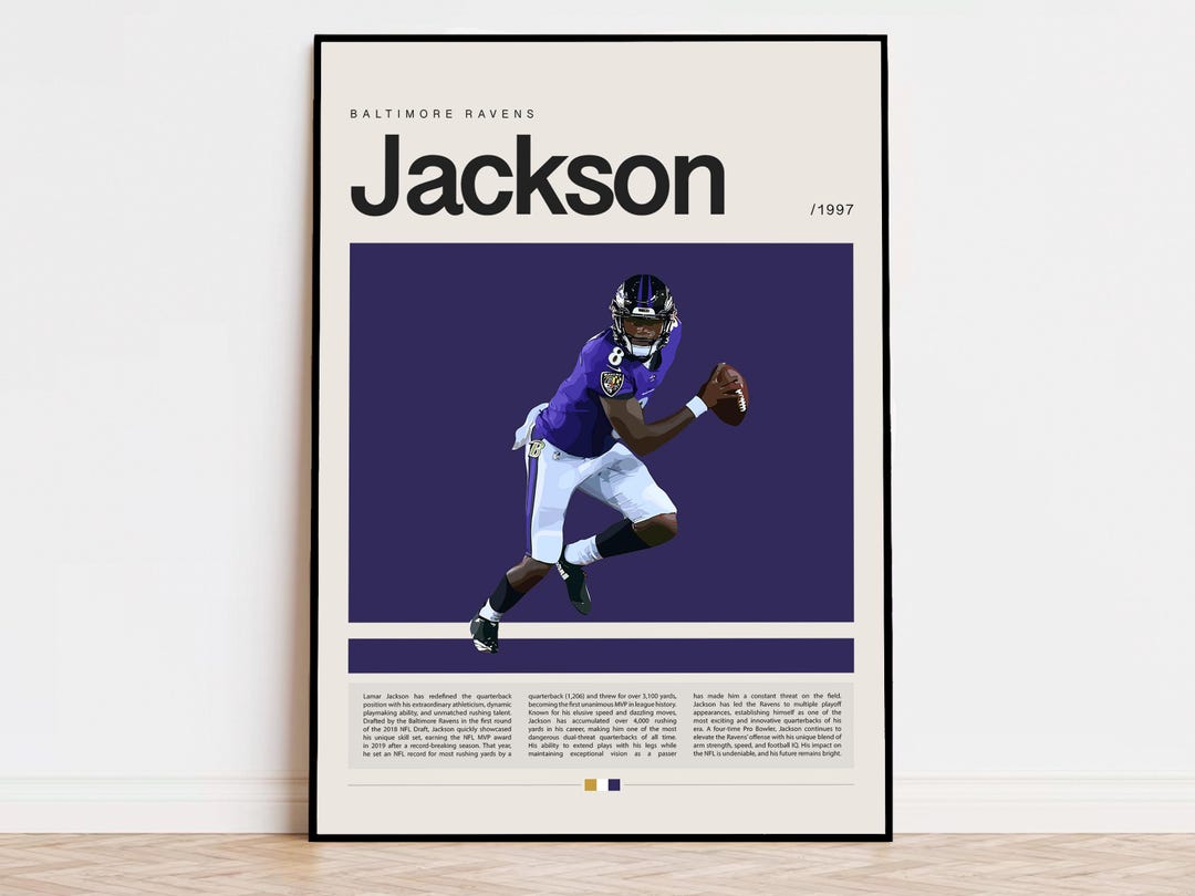 Lamar Jackson Poster, NFL Poster, Sports Poster, Modern Sports Art, NFL ...