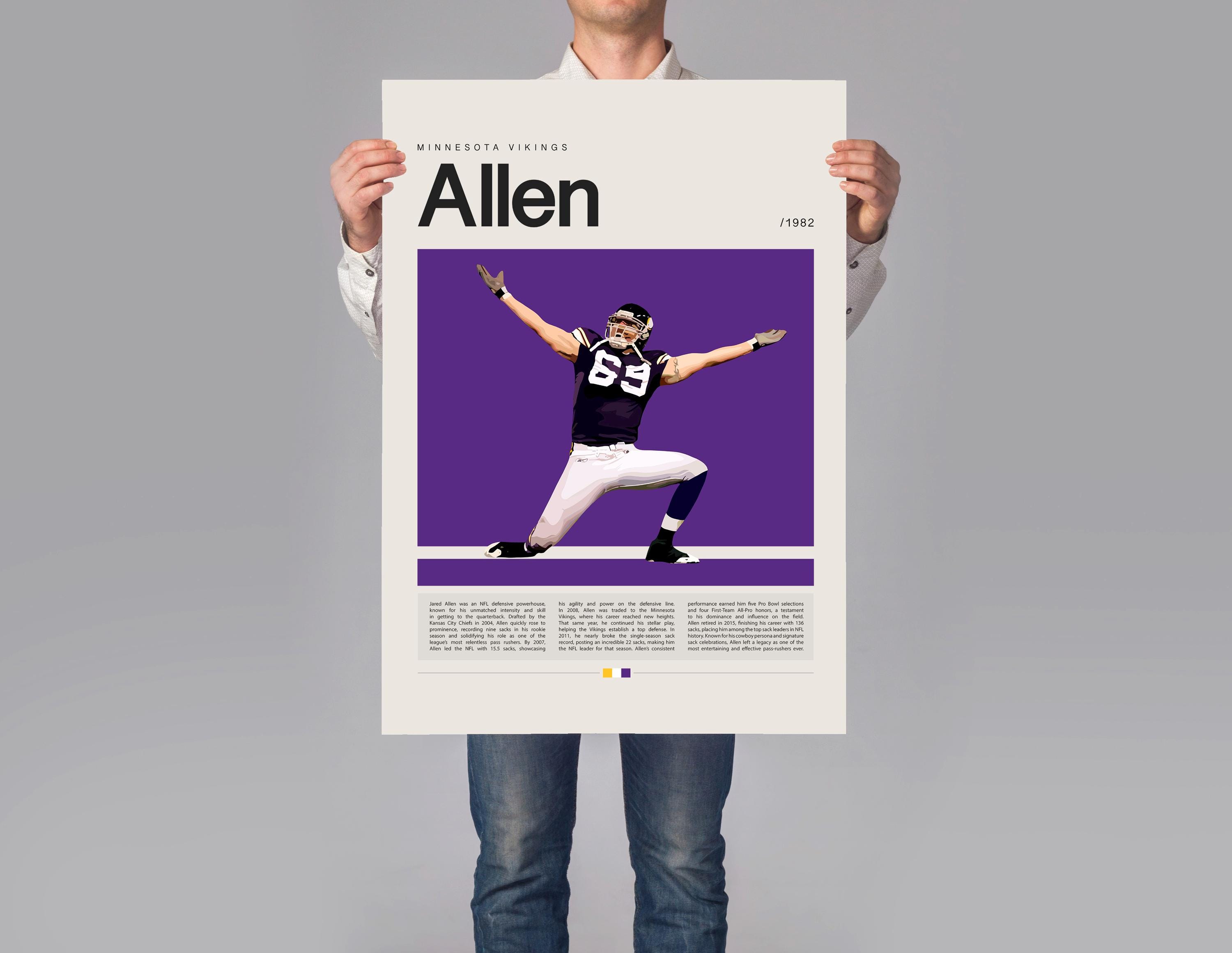 Jared Allen Poster, NFL Poster, Sports Poster, Modern Sports Art, NFL ...