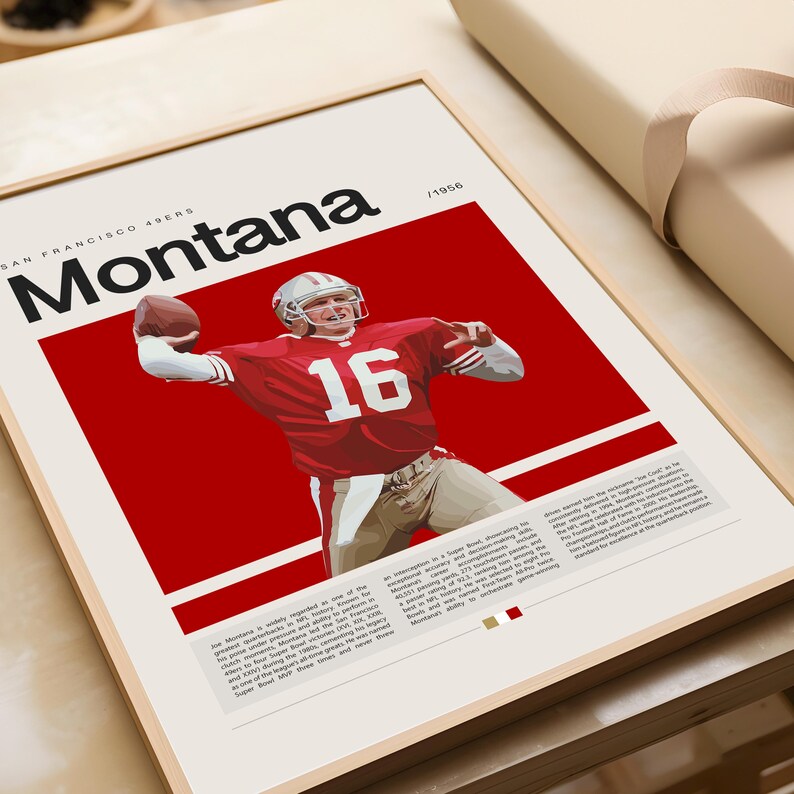 Joe Montana Poster, NFL Poster, Sports Poster, Modern Sports Art, NFL ...