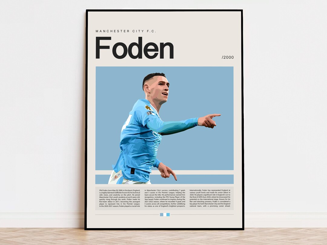 Phil Foden Poster, Football Poster, Soccer Poster Sports Poster, Modern ...