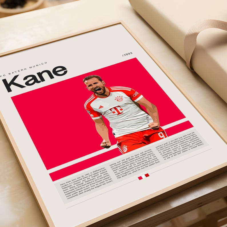Harry Kane Poster, Football Poster, Soccer Poster Sports Poster, Modern ...