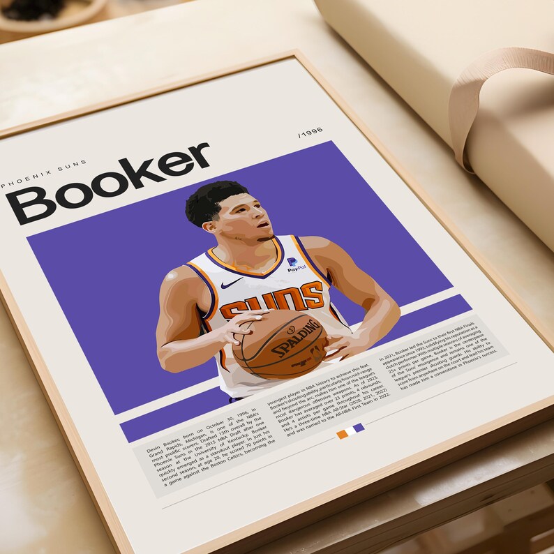 Devin Booker Poster, NBA Poster, Sports Poster, Mid Century Modern, NBA ...
