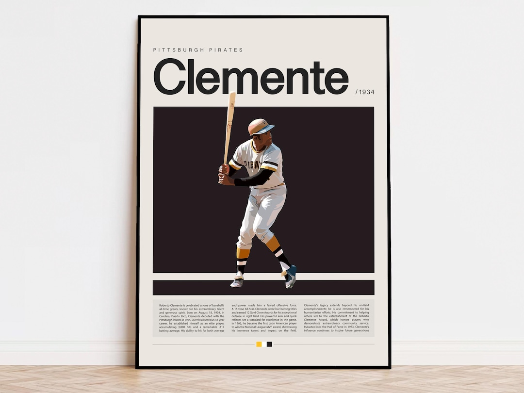 Roberto Clemente Poster, Baseball Poster, Pittsburgh Pirates, Sports ...
