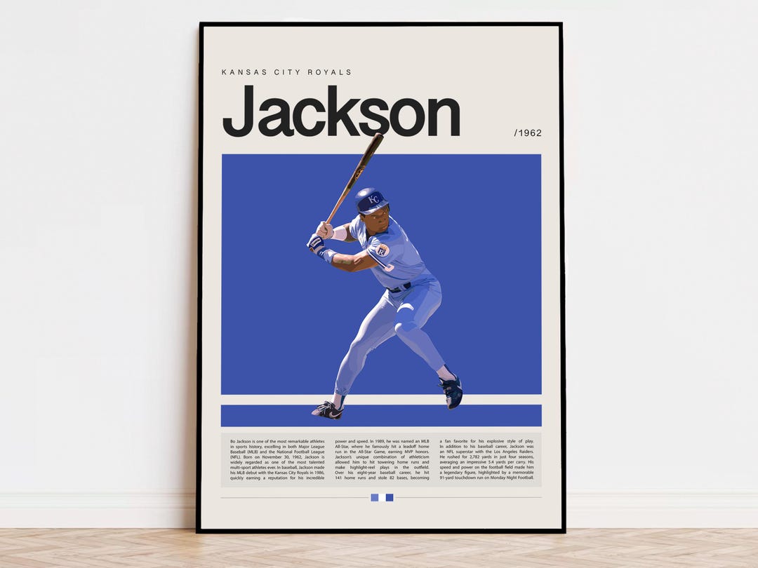 Bo Jackson Poster, Baseball Poster, Kansas City Royals, Sports Poster ...