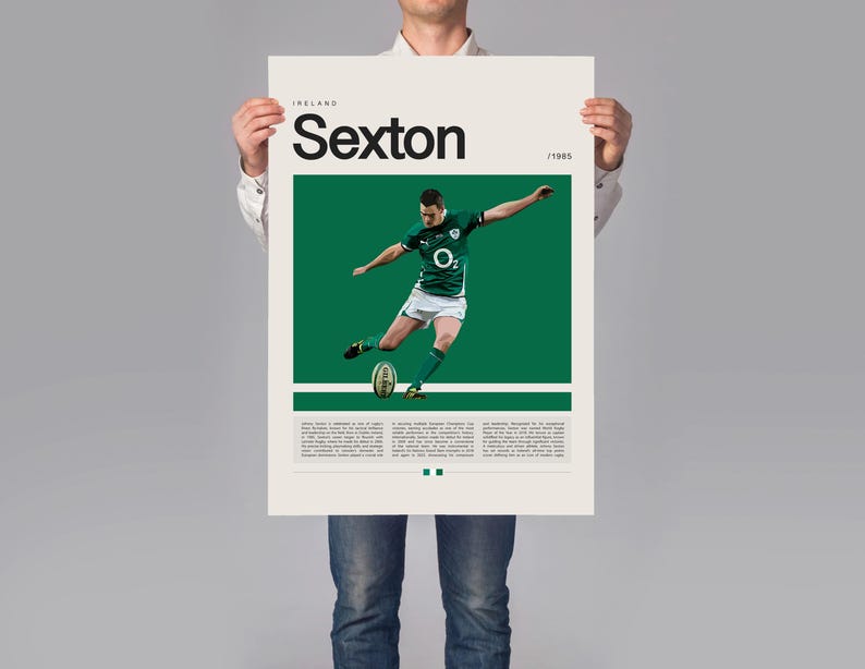 Johnny Sexton Poster, Rugby Poster, Sports Poster, Modern Sports Art ...