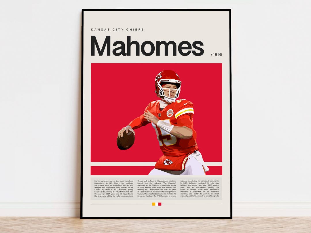 Patrick Mahomes Poster, NFL Poster, Sports Poster, Modern Sports Art ...