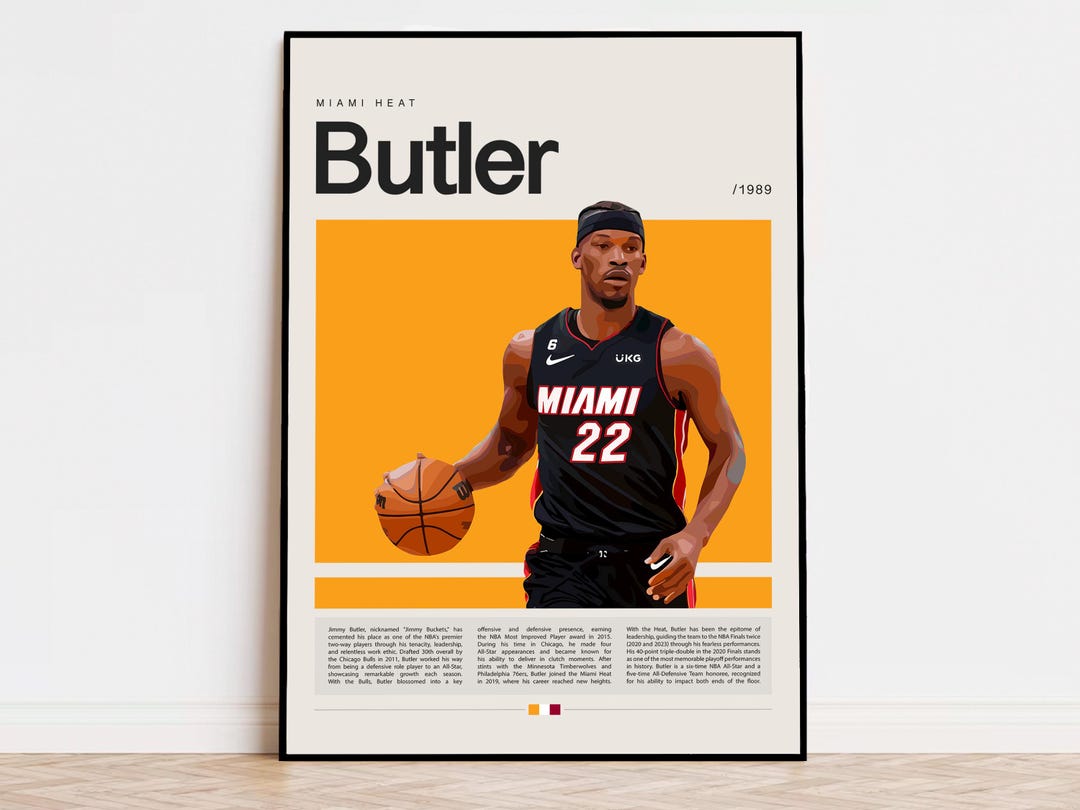 Jimmy Butler Poster, NBA Poster, Sports Poster, Mid Century Modern, NBA ...