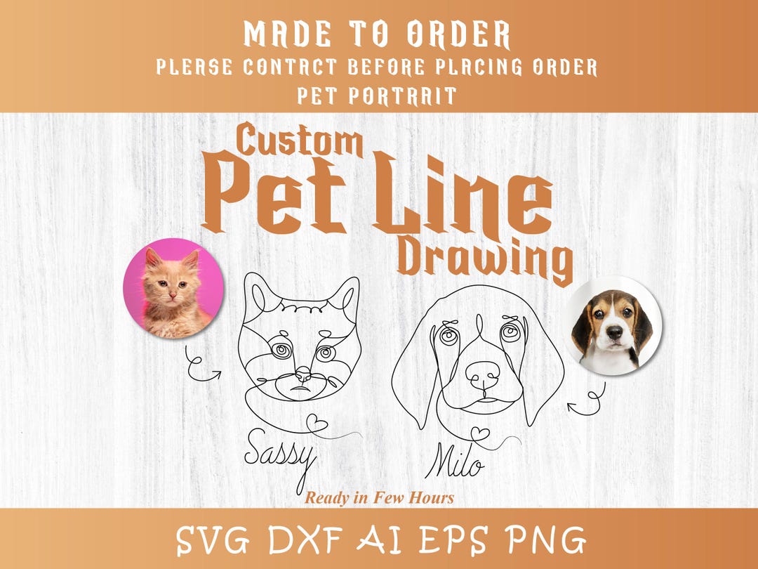 Custom Pet Line Drawing, Minimalist Pet Portrait, Digital Pet Sketch ...