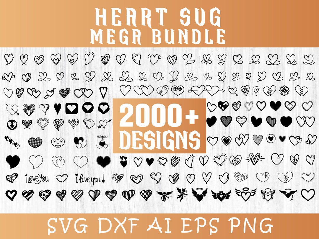 Heart SVG Bundle, 2000+ Heart Designs, Valentine’s Day Clipart, Love ...