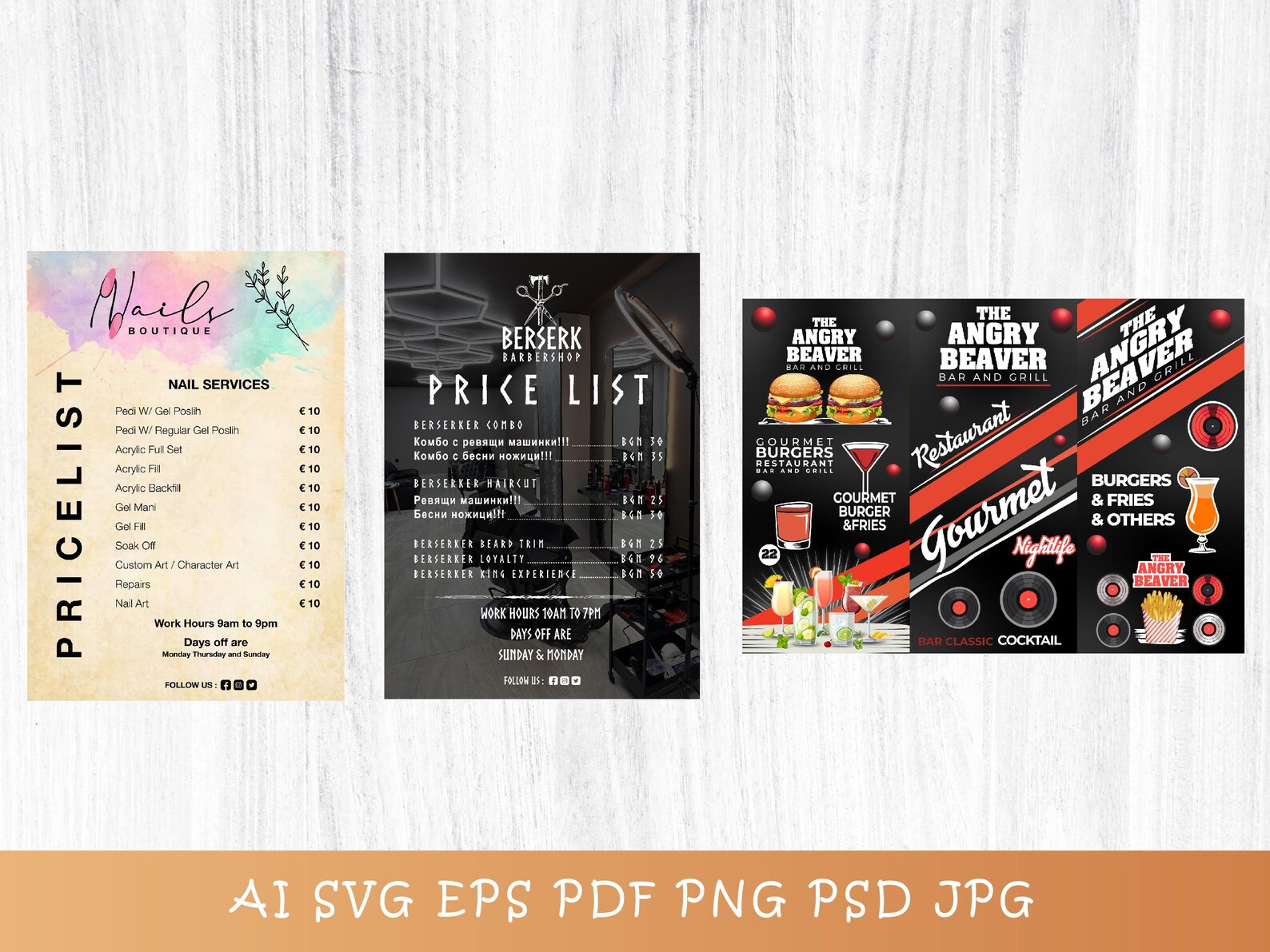 Custom Menu Design, Digital Menu Template, Restaurant Menu, Cafe, Food ...