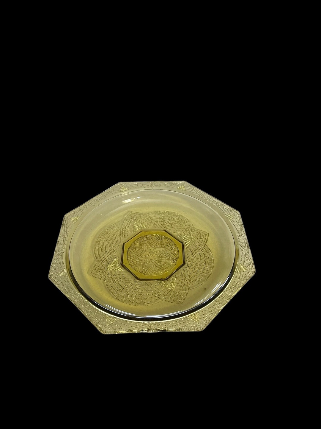 Vintage Amber L.E. Smith Glass Company Octagonal Console Bowl ...