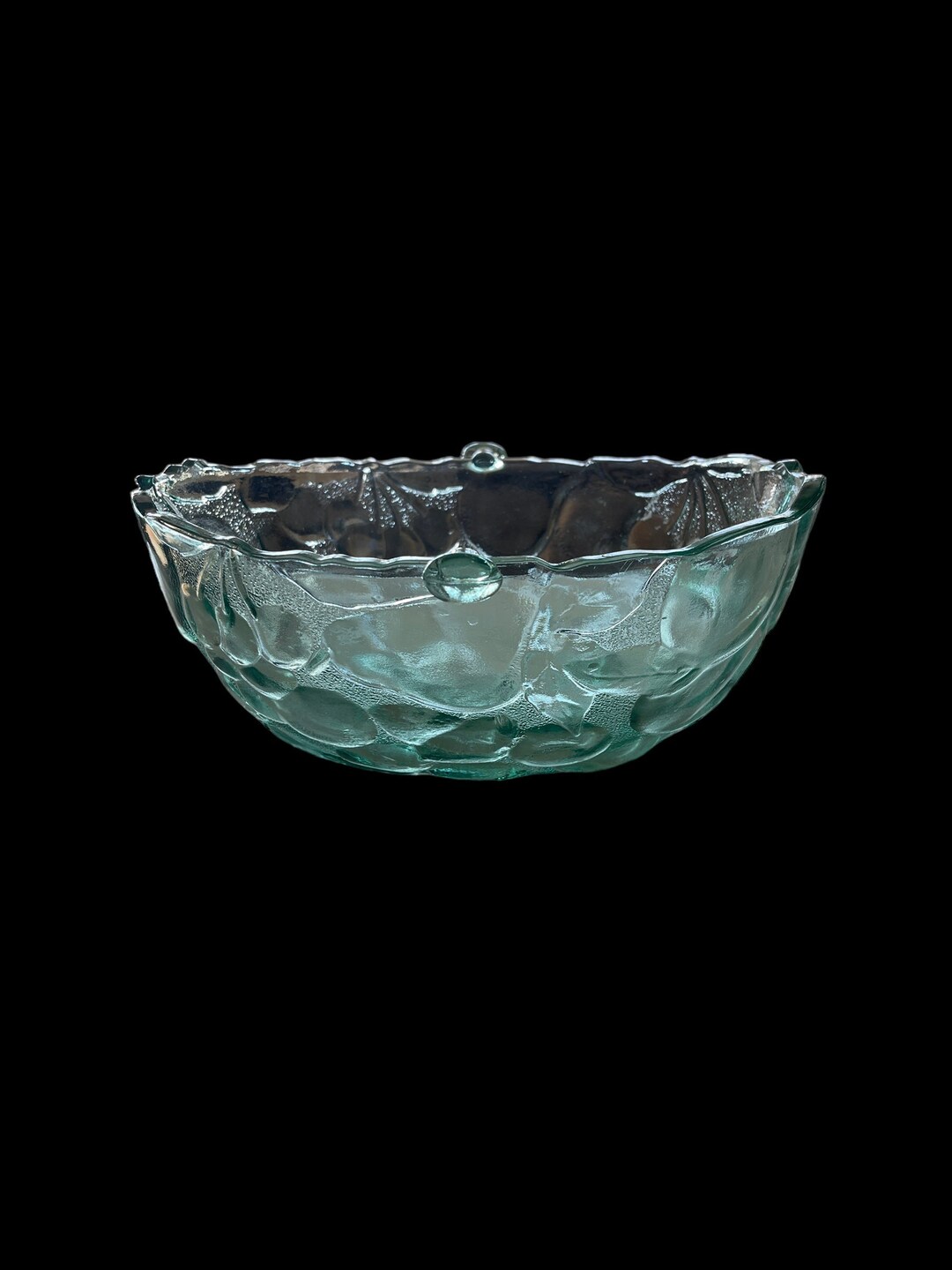 Vintage Libbey Green Glass Orchard Fruit Embossed Serving Bowl - Etsy