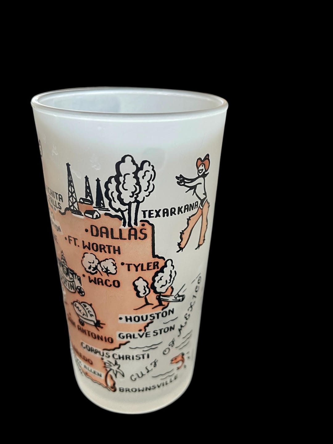 Vintage Hazel Atlas Frosted State Souvenir Drinking Glass State of ...