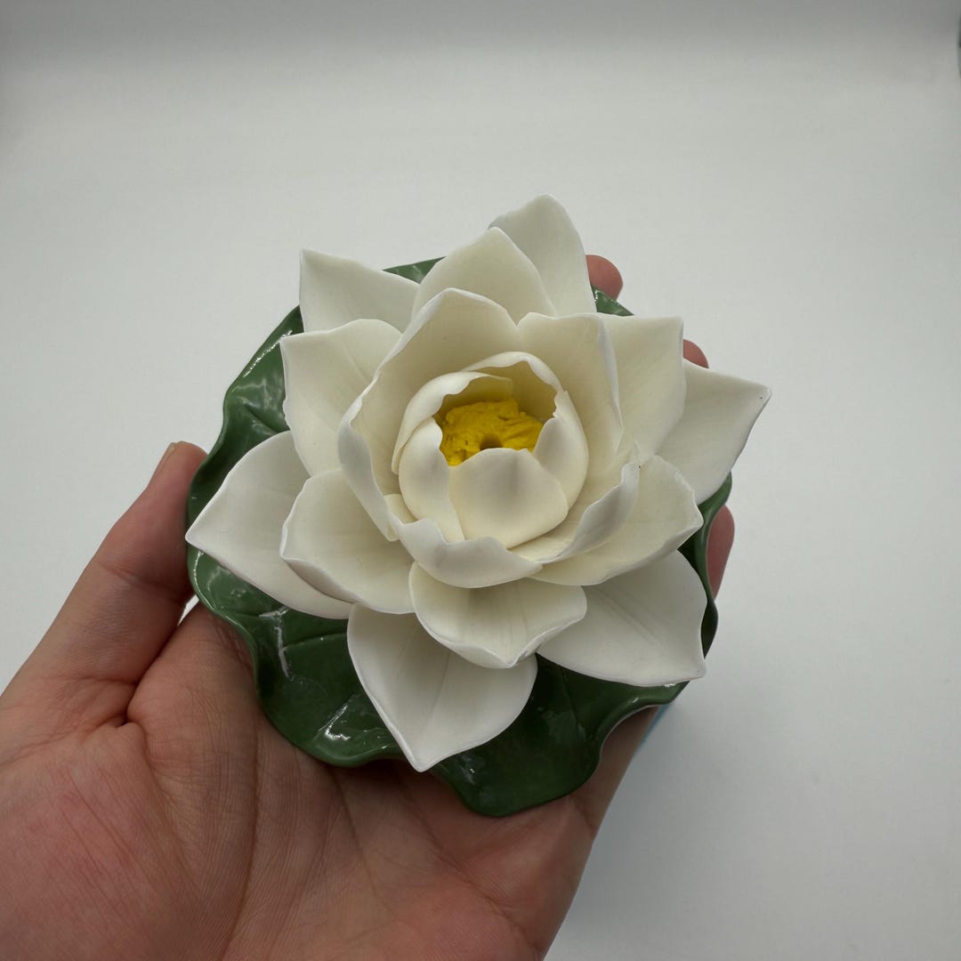 Hand-sculpted White Lotus Flower Incense Holder - Purely Handmade ...
