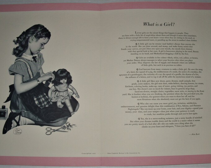 What is A Girl Poem by Alan Beck. Art by Stan Ekman. New England Mutual ...