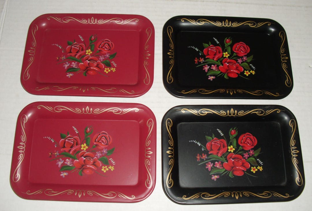 Mini Trays. Tip Trays. Toleware. Tin Litho Trays. Black Floral Trays ...