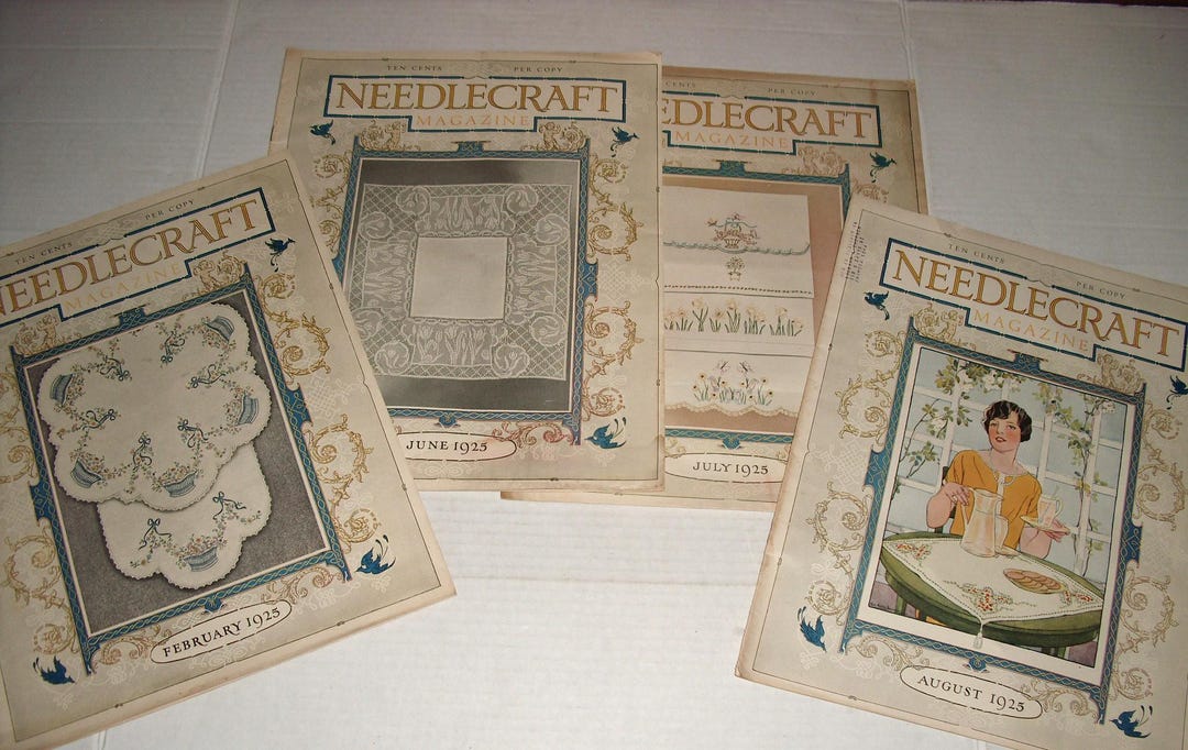 Four Needlecraft Magazines-february 1925, June 1925, July 1925. August ...