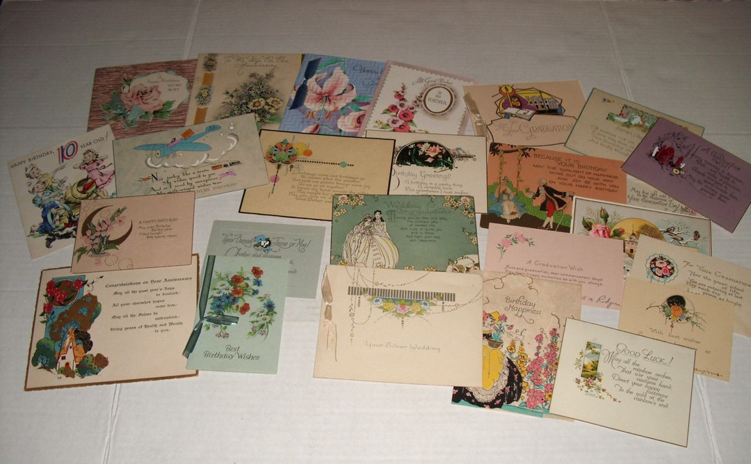 A Ephemera. Variety of Vintage Cards. Birthday. Graduation. Wedding ...