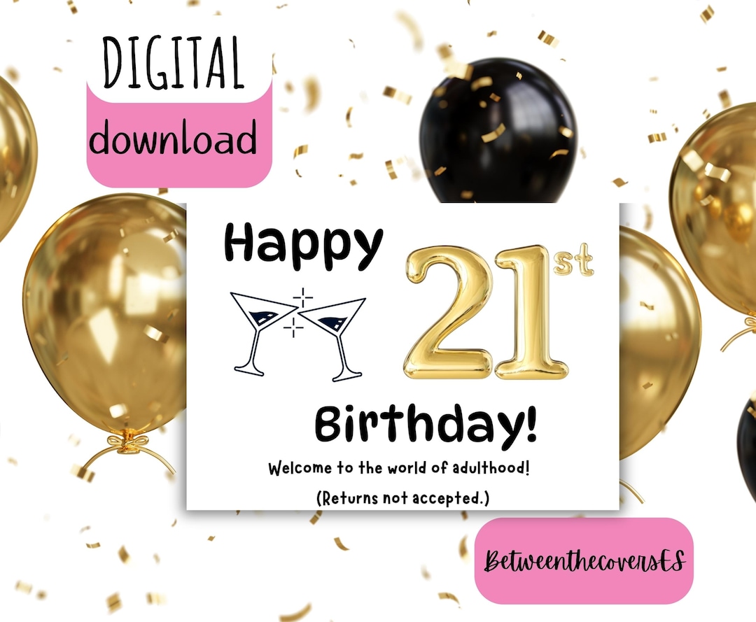 Printable 21st Birthday Card | Instant Download Printable Card for 21st ...