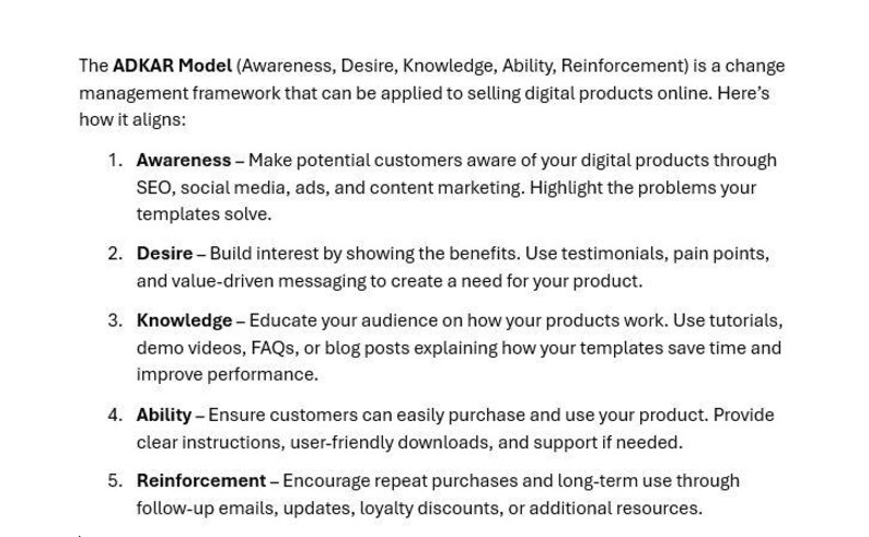 Change Digital Awareness Model - the ADKAR Model is a Change Management ...