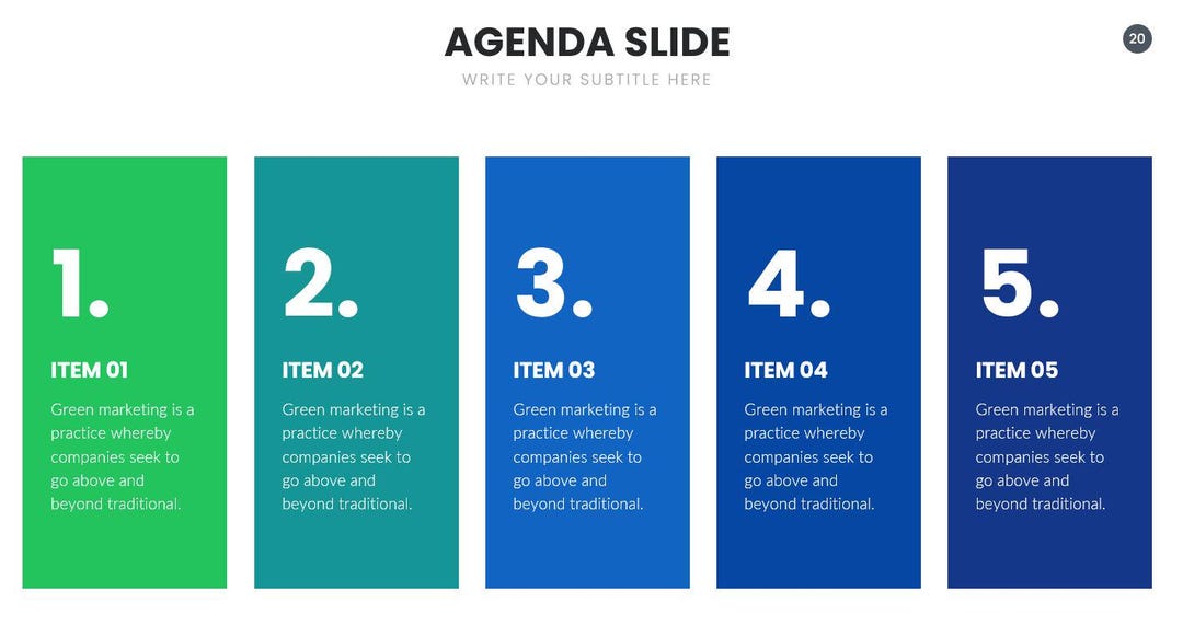 Agenda Slide Templates - Powerpoint Digital Download , Perfect for ...