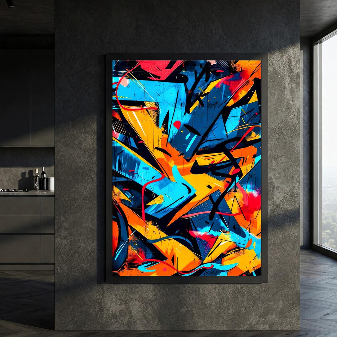 Graffiti Street Art Print, Abstract Graffiti Canvas, Extra Large Wall ...