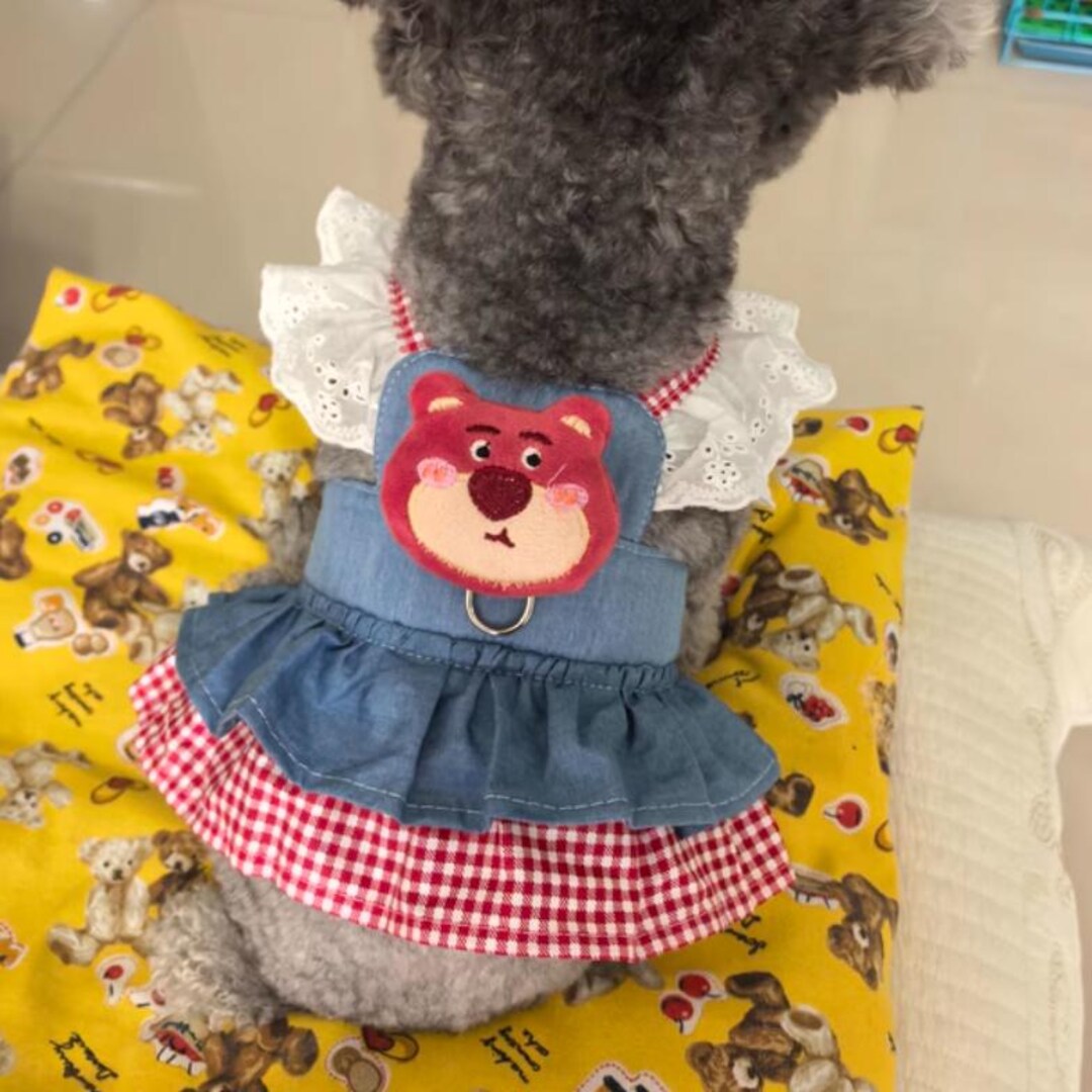 Duck Back Dog Dress - Blue & Yellow Puppy Princess Gown With Leash Hook ...