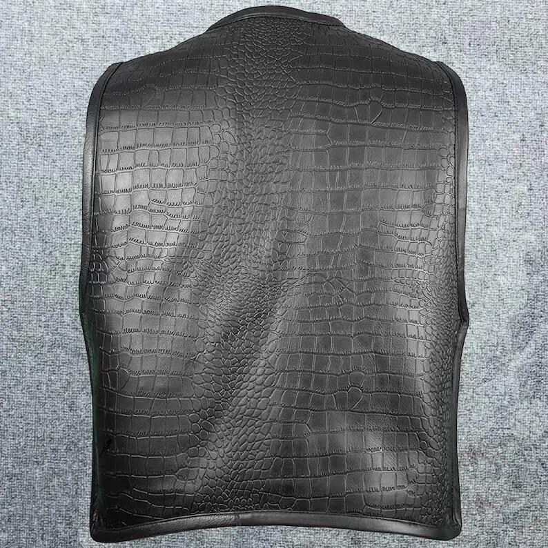 Men's Alligator Embossed Leather Vest: Biker Motorcycle Club Style - Etsy