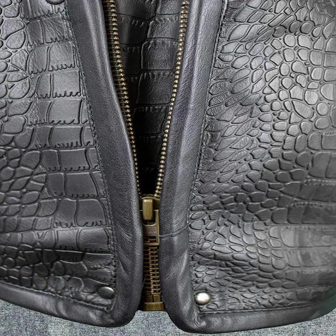 Men's Alligator Embossed Leather Vest: Biker Motorcycle Club Style - Etsy