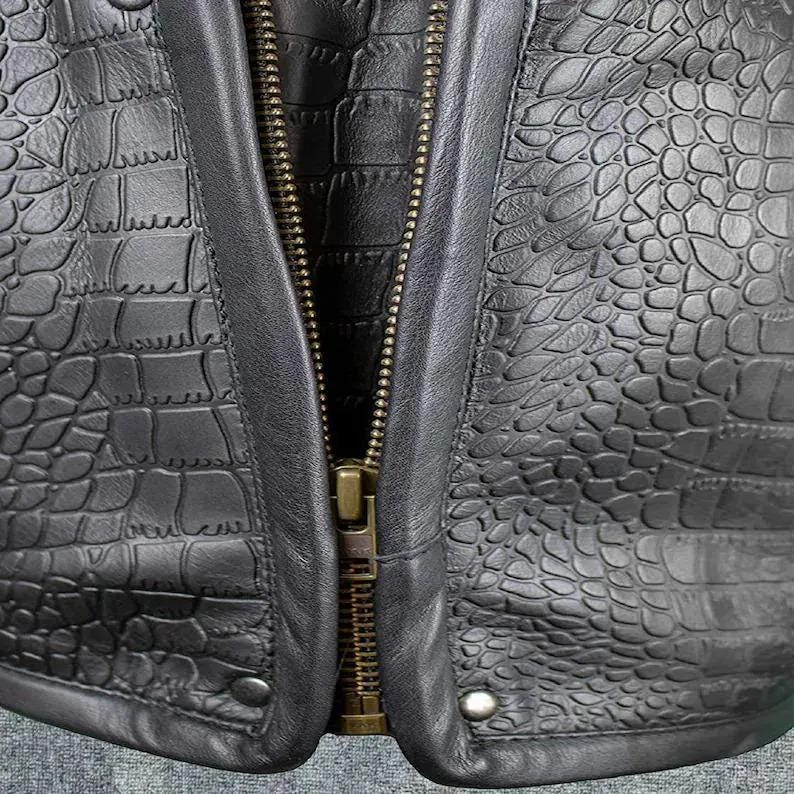 Men's Alligator Embossed Leather Vest: Biker Motorcycle Club Style - Etsy
