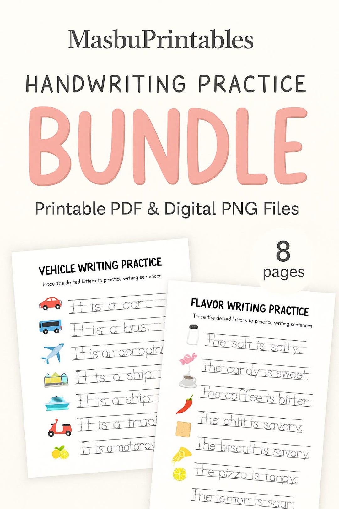 Preschool Handwriting Practice Bundle | Sentence Tracing Worksheet (PDF ...