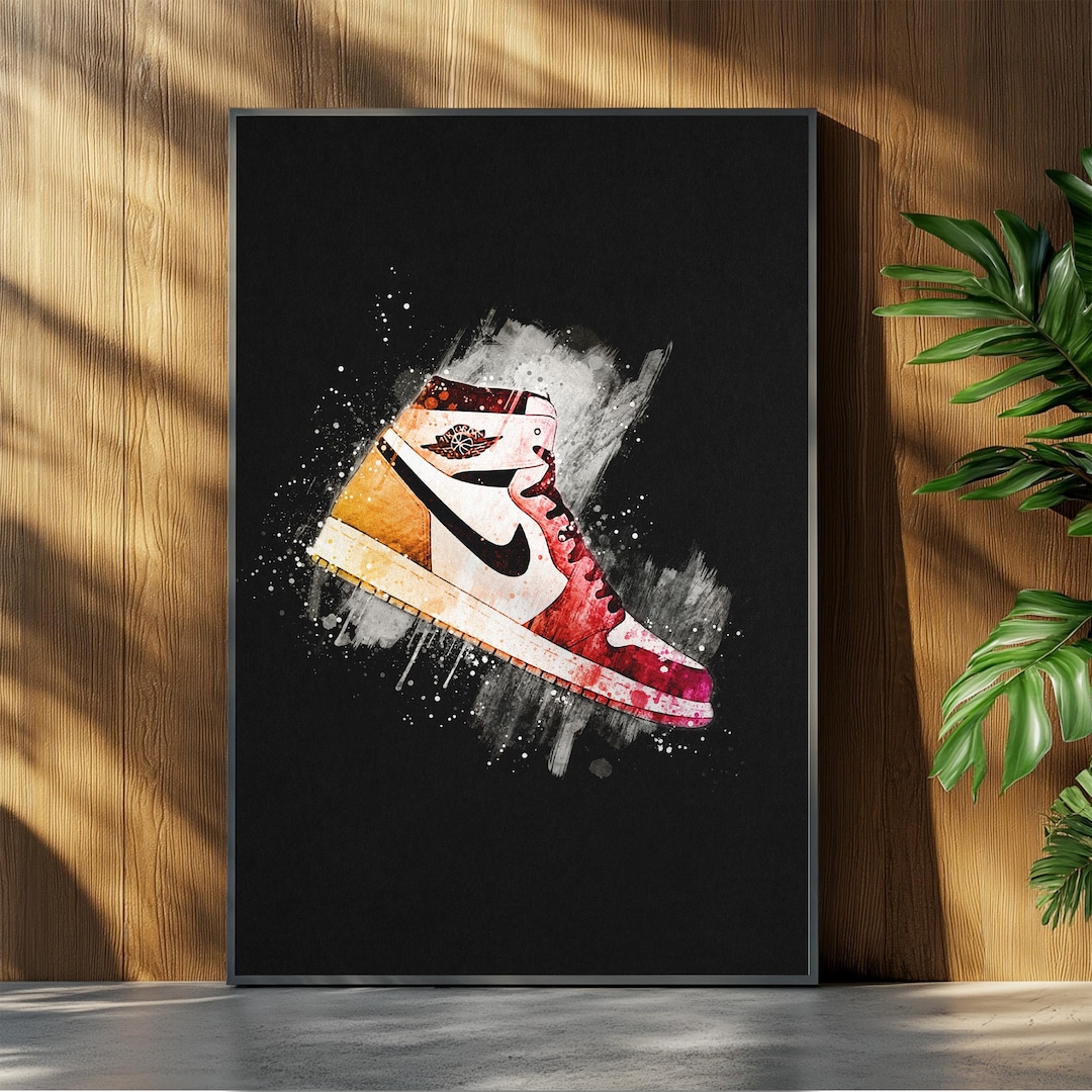 Air Jordan 1 Inspired Watercolor Sneaker Print, Bold Shoe Art, Sneaker ...