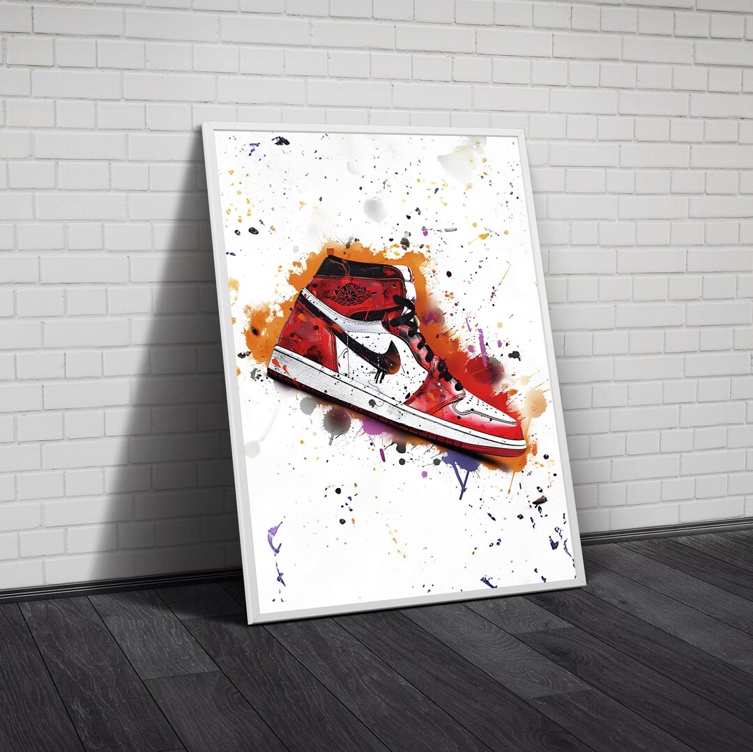 Sneaker Graffiti Print, Paint Splatter, off White Air Jordan 1, Trainer ...